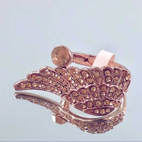 Jewelry | Rose Gold Rhinestones Wing Ring | Poshmark